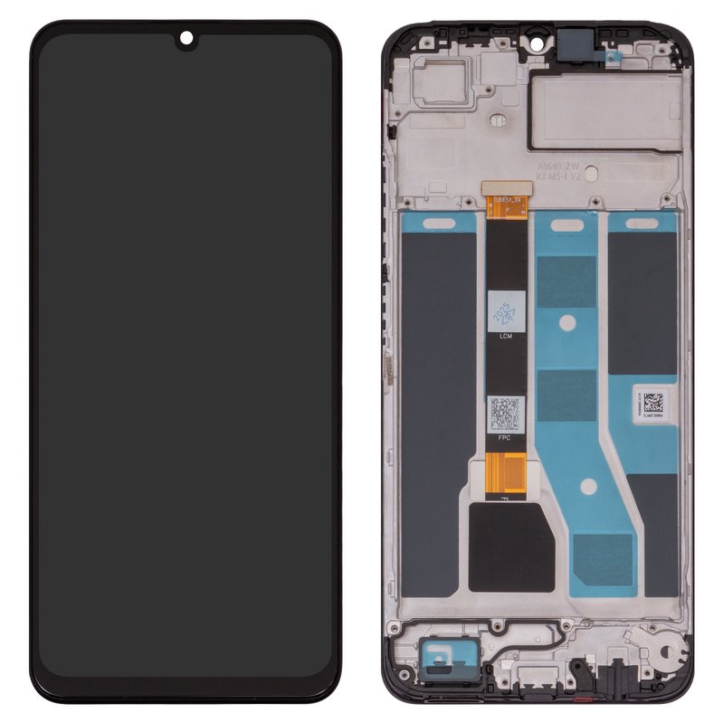 LCD compatible with Realme C53 NFC, (black, with frame, Original (PRC ...